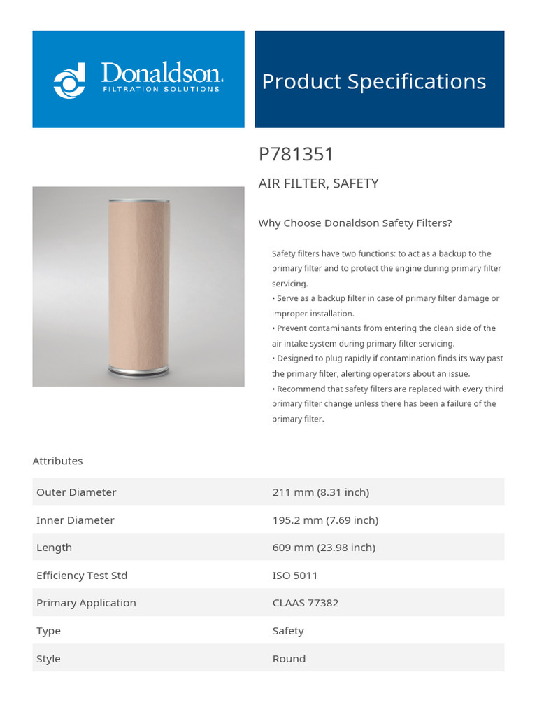 Air Cleaner 3412E 90980 or P781351 | PDF