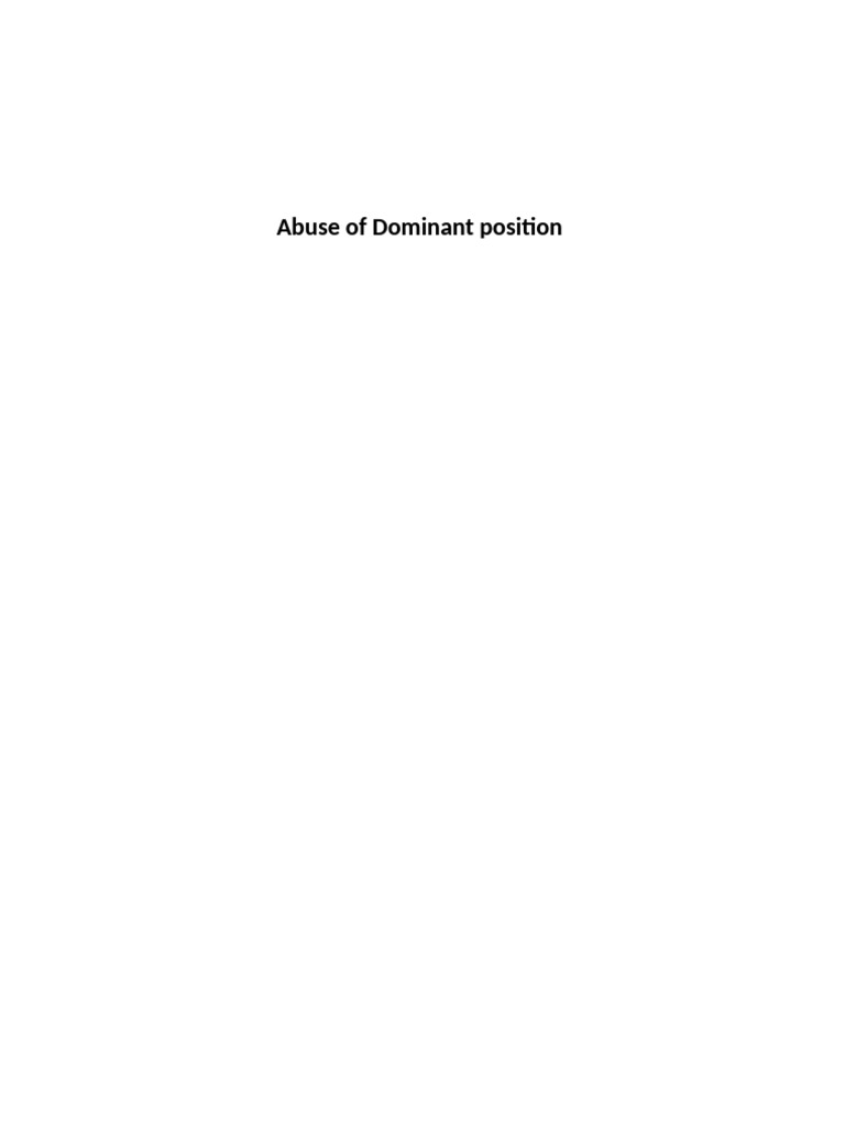 Abuse of Dominant Position | PDF