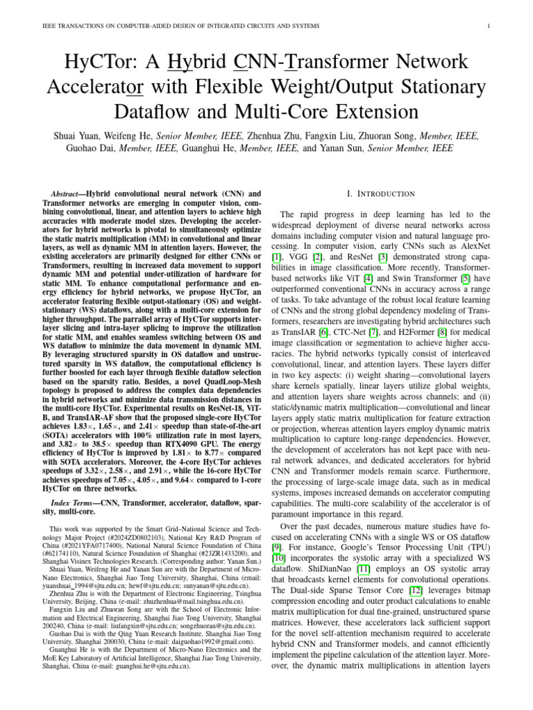 HyCTor A Hybrid CNN-Transformer Network Accelerator With Flexible Weight Output Stationary ...