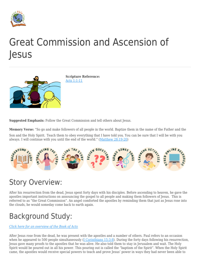 Great Commission and Ascension of Jesus PDF | PDF | Jesus | Acts Of The ...