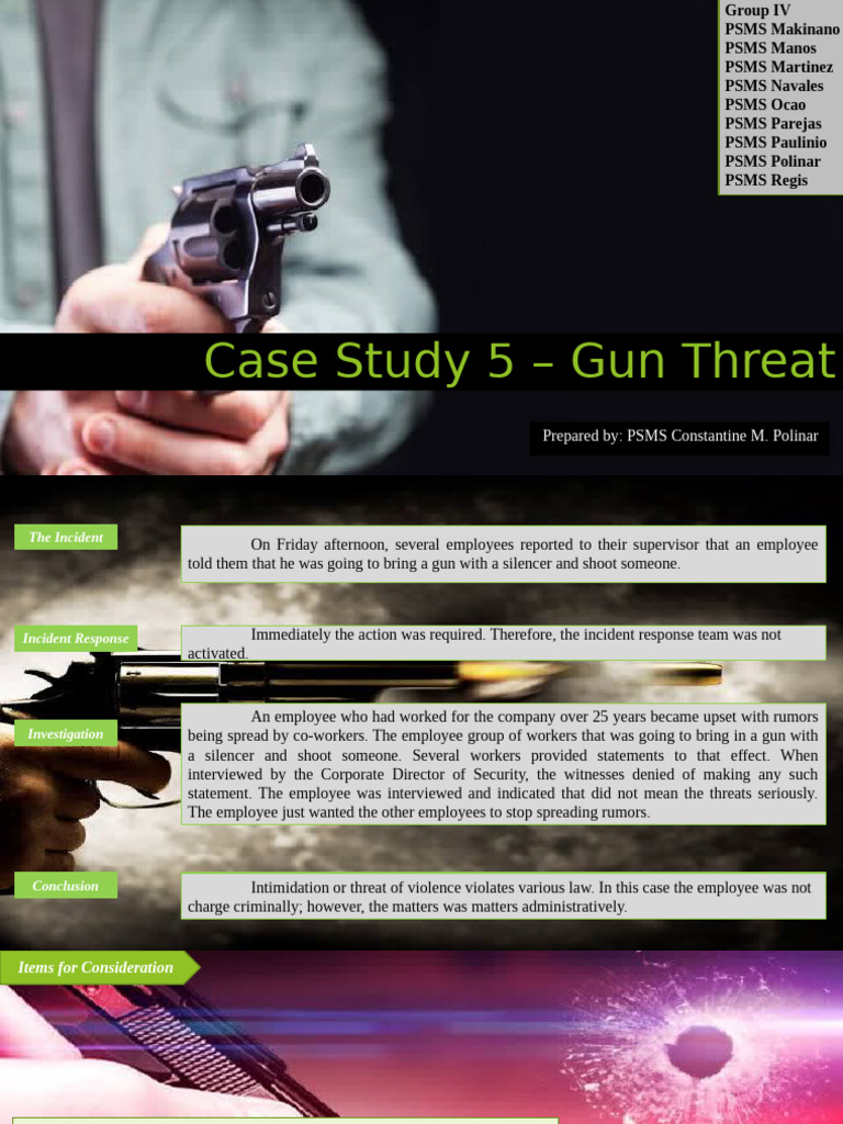 Gun Threat Incident Response Case Study | PDF | Crimes | Crime & Violence