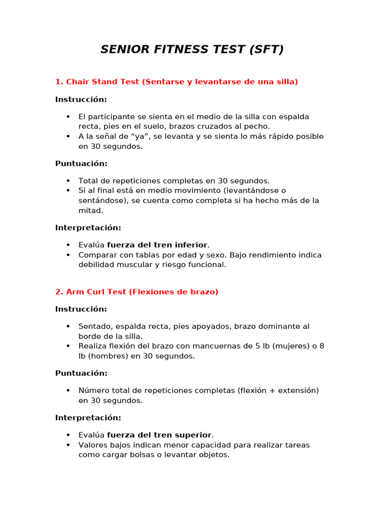 Pruebas de Fitness para Adultos Mayores | PDF | Índice de masa corporal ...