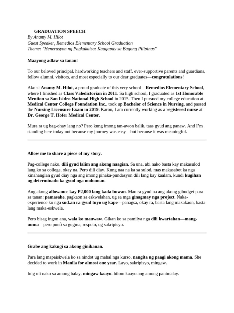 GRADUATION SPEECh | PDF