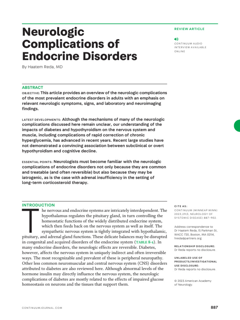 Neurologic Effects of Endocrine Disorders | PDF | Adrenal Gland | Glands