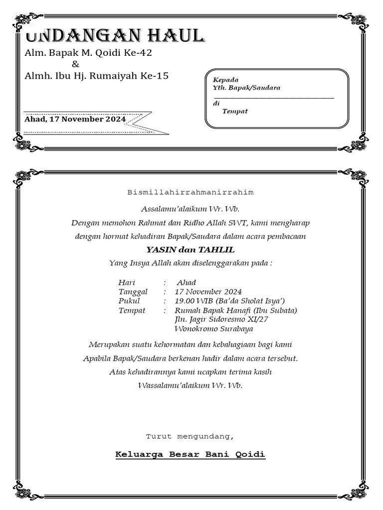 Saya sedang berbagi 'Undangan Haul' dengan Anda | PDF