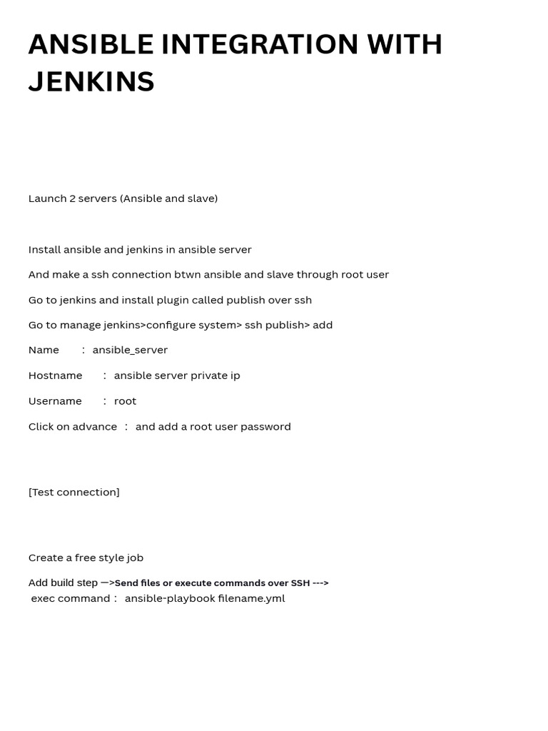 Ansible Integration With Jenkins | PDF