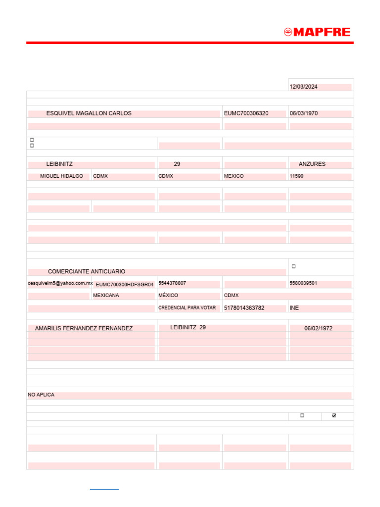 Formato Kyc Emisión | PDF | Seguro | Póliza de seguros