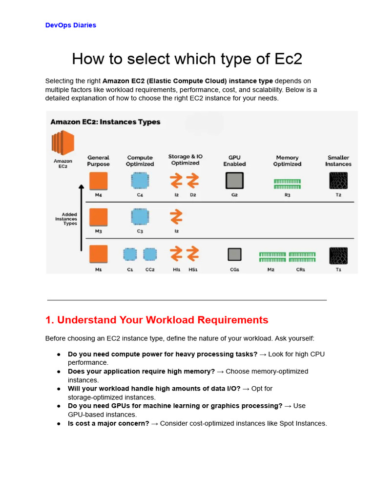 How to select which type of Ec2 | PDF | Computing | Computer Architecture