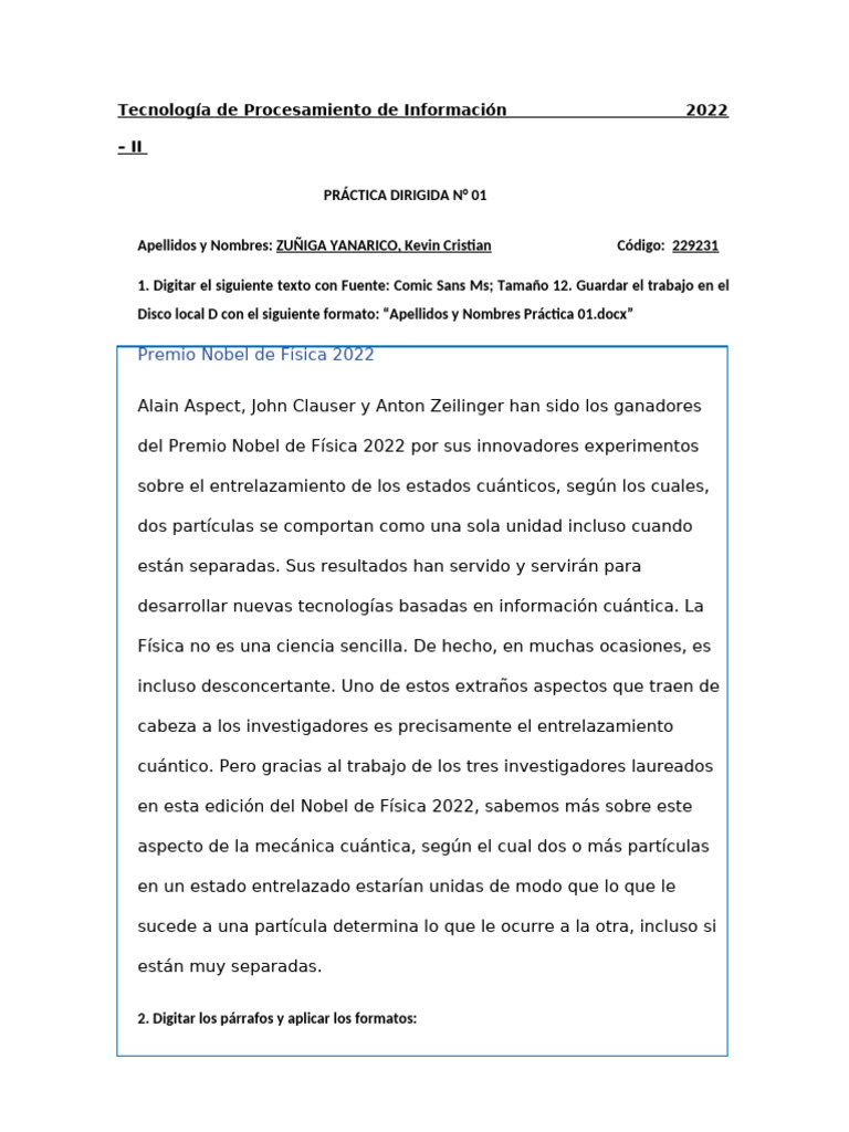 Practica Dirigida 01 | PDF | Archivo de computadora | Entrelazamiento cuántico