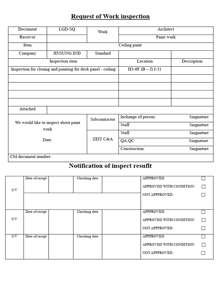 Request of Work Inspection | PDF