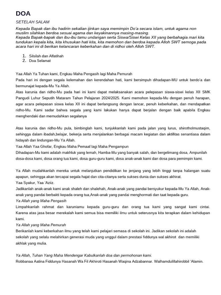 Doa Pelepasan | PDF