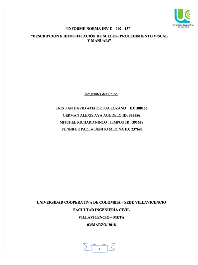 PDF Final Informe Norma Inv e 102 2013 Compress | PDF | Suelo | Grava