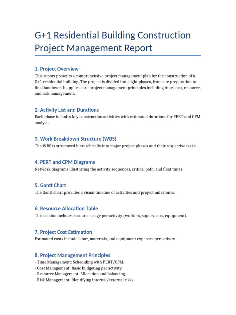 G+1 Residential Building Project Plan | PDF