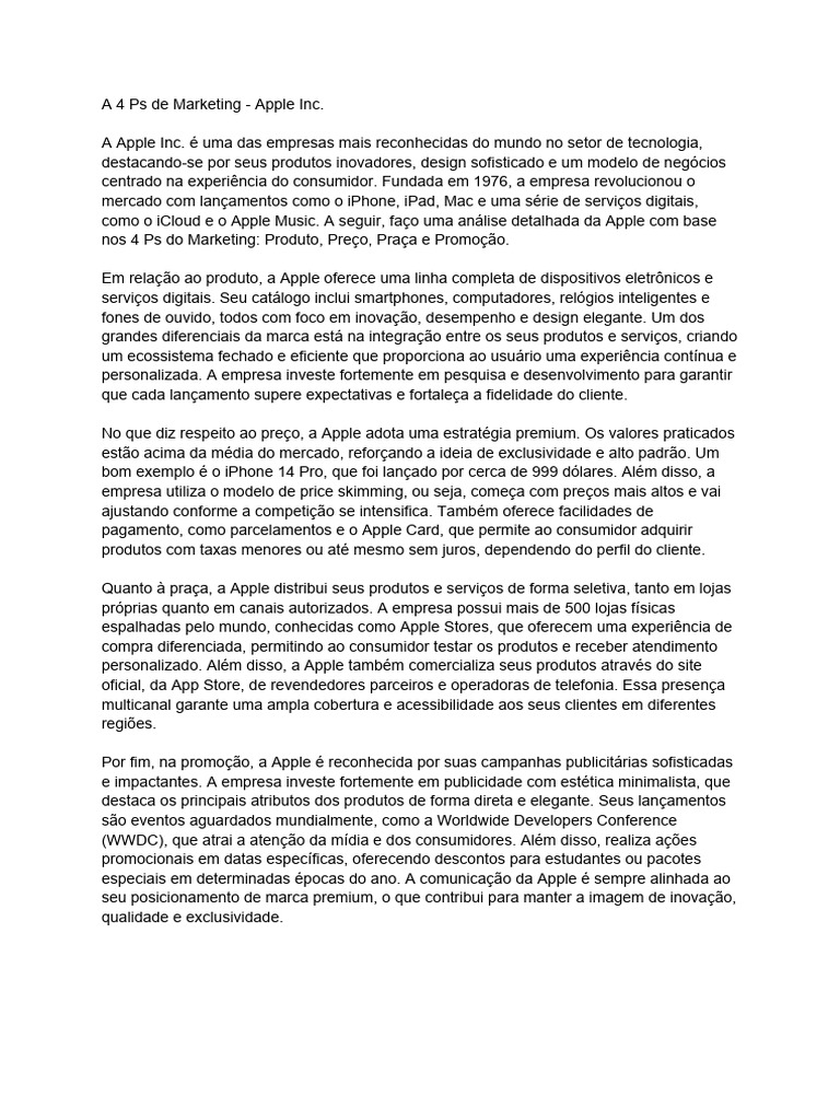 Atividade Faculdade PDF | PDF | Apple Inc. | Marketing