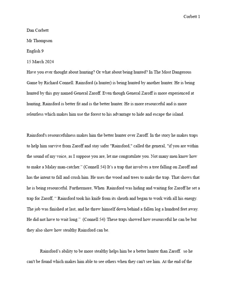Argument Essay - Final Draft - 6548737 | PDF | Hunting | Survival Skills