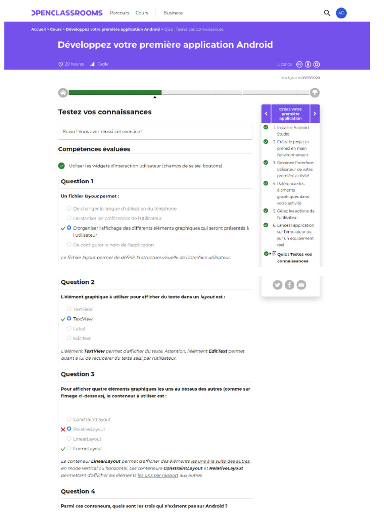 Quiz Openclassroom | PDF