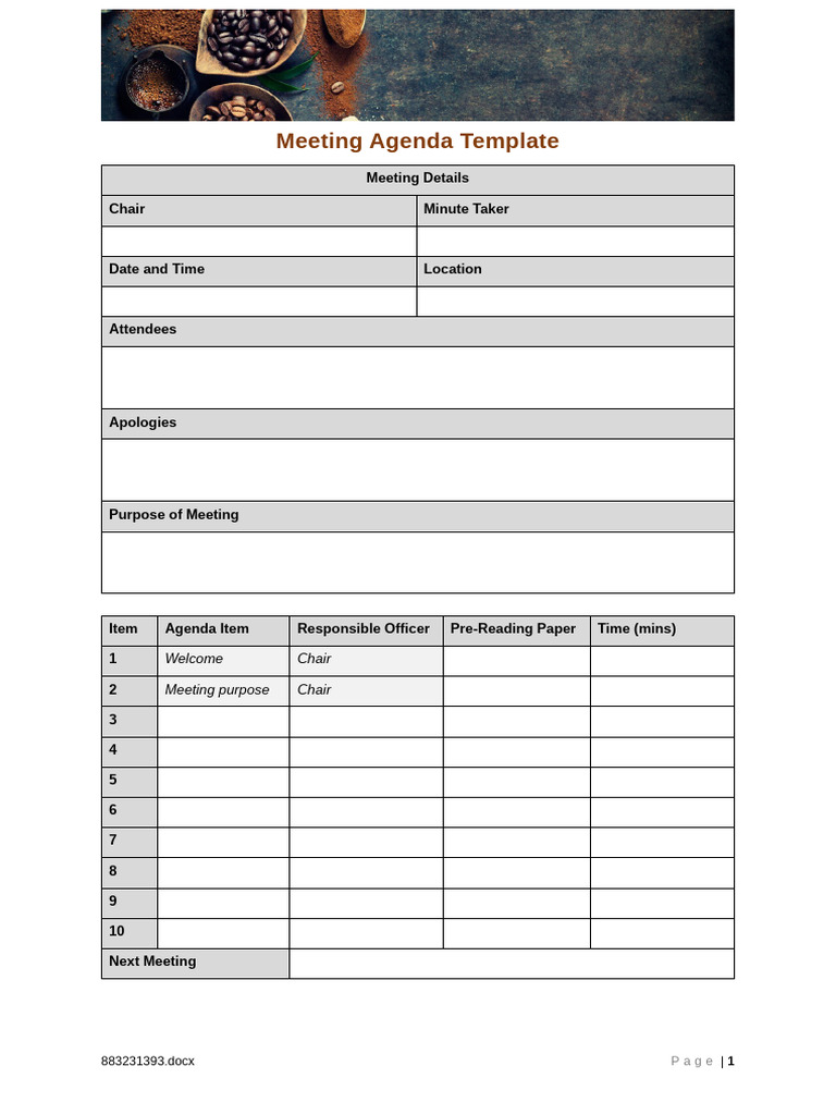 Righteous Bean Meeting Agenda Template1 | PDF