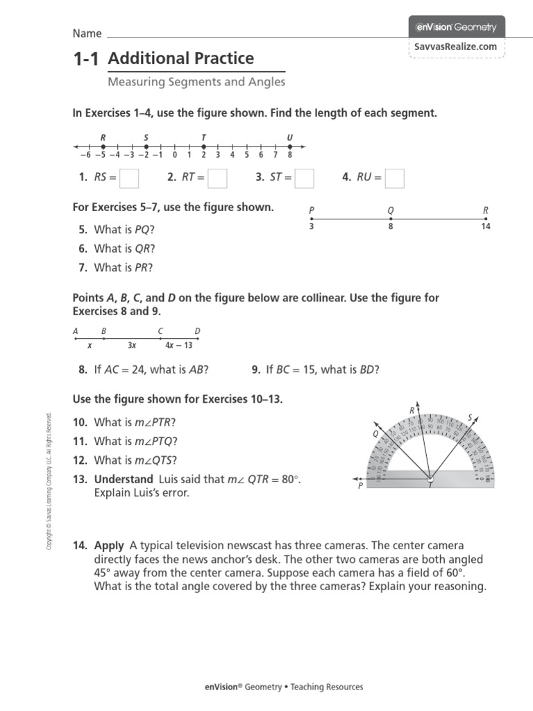 1-1 - Additional Practice PDF | PDF | Elementary Geometry | Geometry