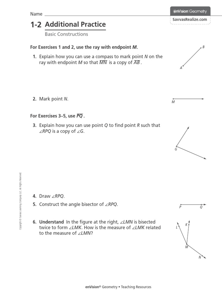 1-2 - Additional Practice PDF | PDF | Elementary Geometry | Euclidean Geometry