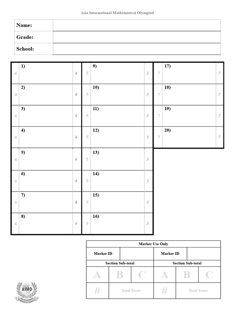 2025 AIMO Trial ANS Sheet | PDF