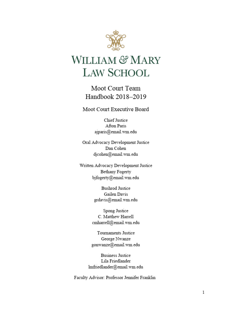 Moot Court Handbook 2018-2019 | PDF | Ratification