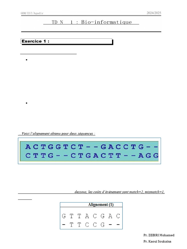 TD Bioinformatique EST 2025 | PDF | Bio-informatique | Boinformatique