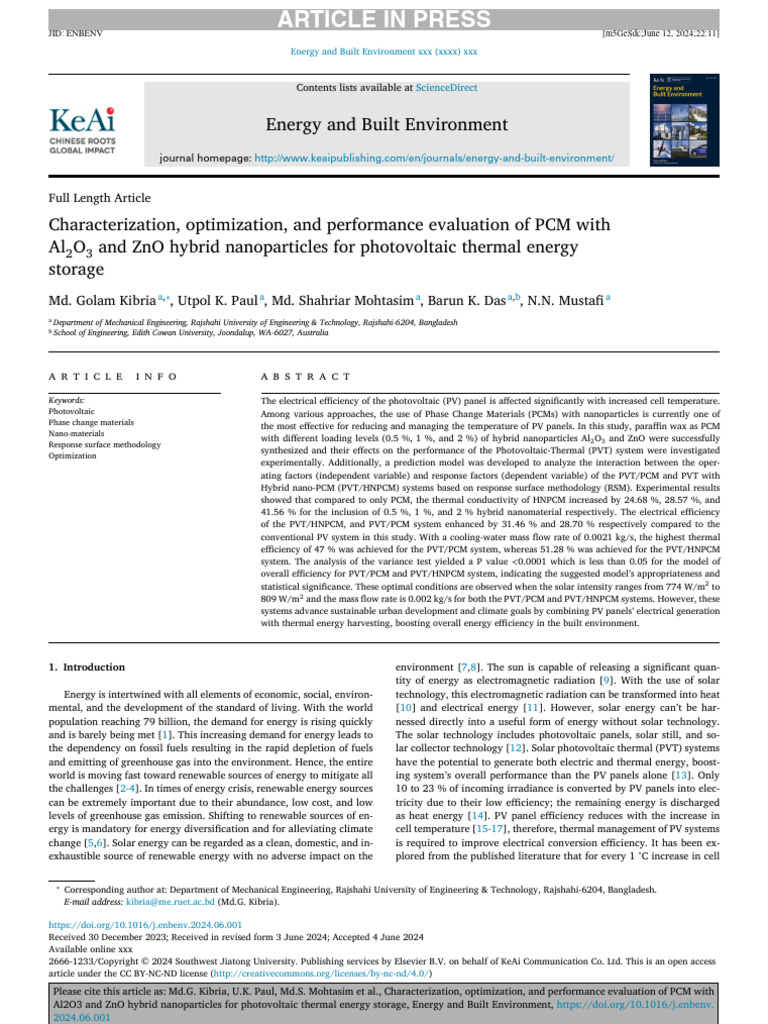 Characterization, Optimization, and Performance Evaluation of PCM ...