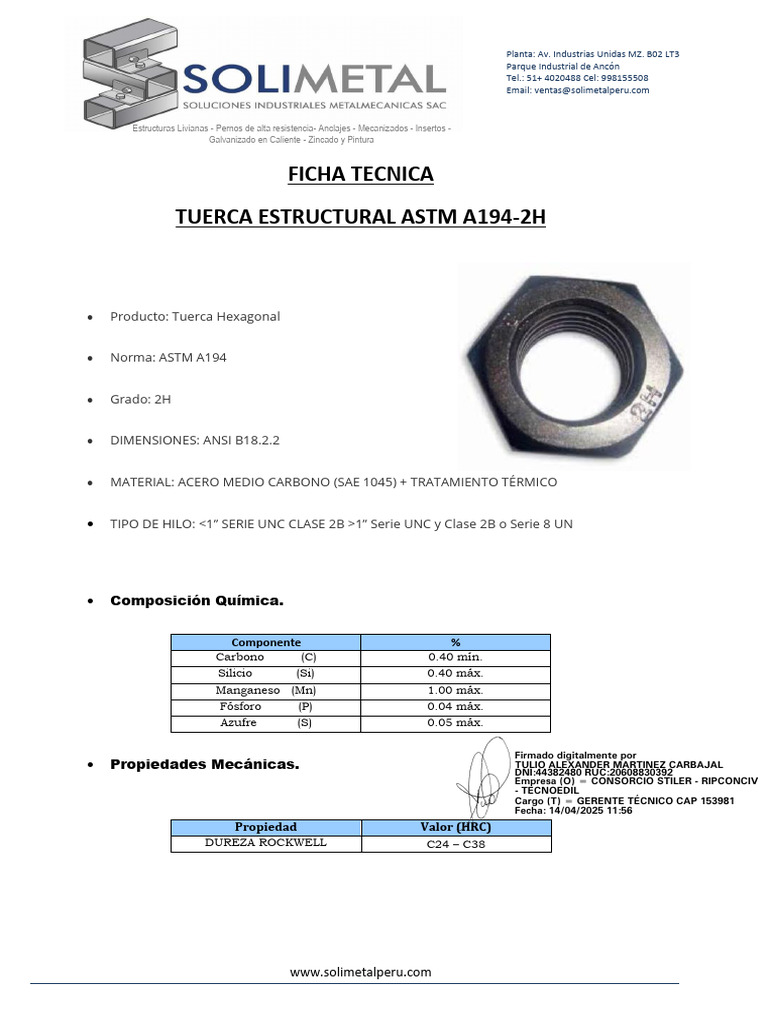 Tuerca 2H Pesada Negro - FTS (1) - Signed | PDF | Elementos químicos ...