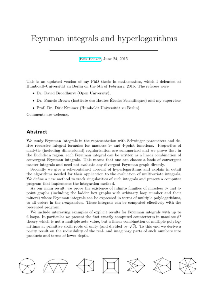 Feynman Integrals and Hyperlogarithms | PDF | Integral | Mathematical Physics