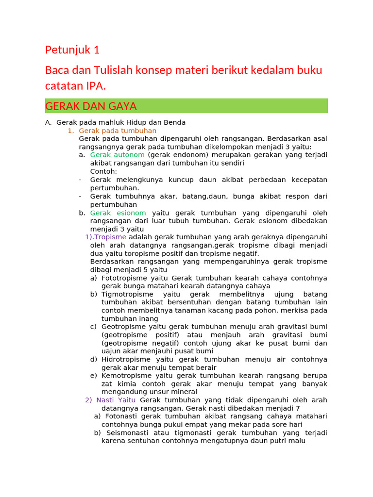 Gerak Tumbuhan: Endonom dan Esionom | PDF
