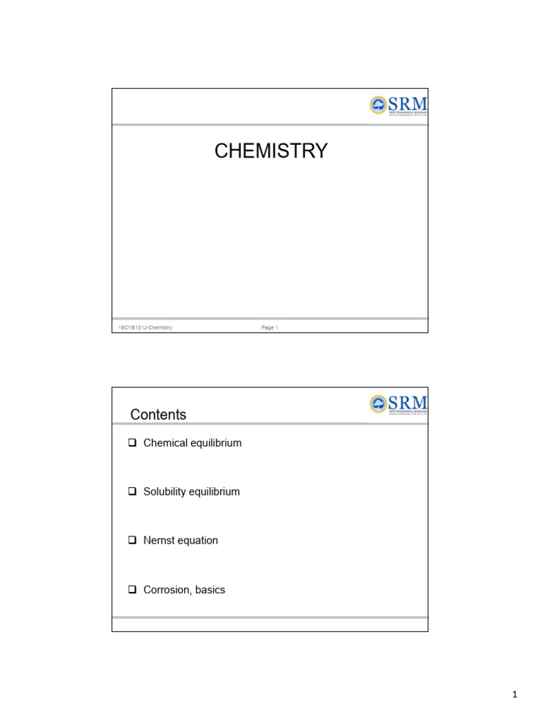 Equilibrium, Nernst Equation and Corrosion Basics | PDF | Chemical Equilibrium | Reaction Rate