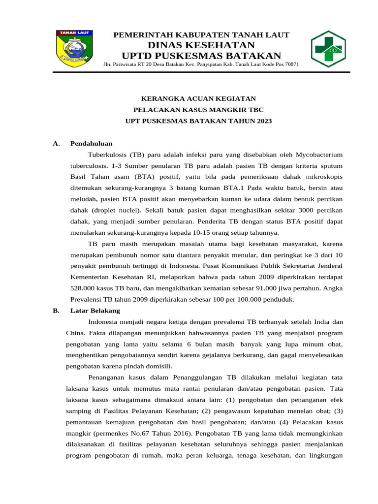 Pelacakan Kasus Mangkir TB 2023 | PDF