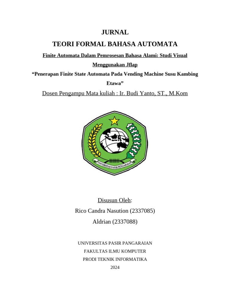 PENERAPAN FINITE STATE AUTOMATA PADA VENDING MACHINE SUSU KAMBING ETAWA ...