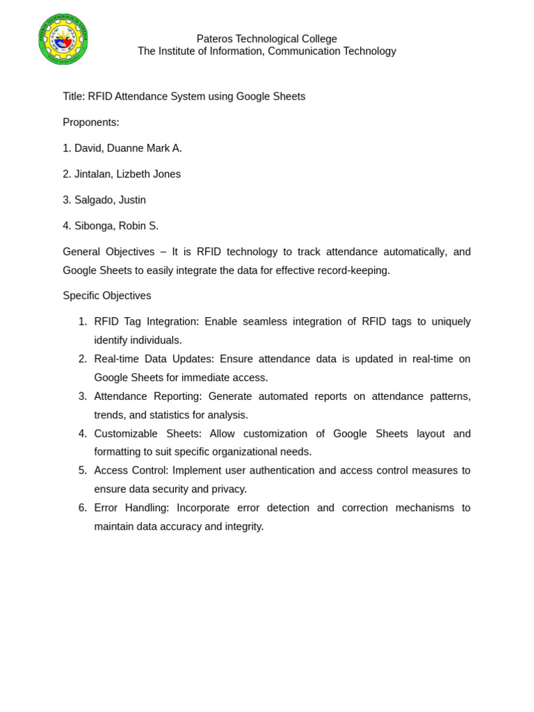 IoT RFID Attendance System Using Google Sheets NodeMCU | PDF | Radio Frequency Identification ...