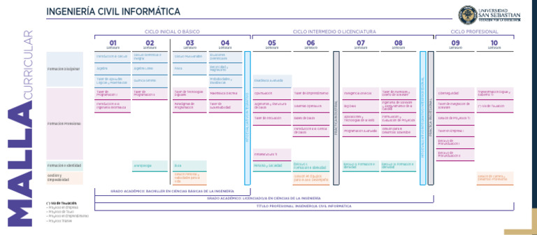 Malla Curricular Ingeniería Civil Informática | PDF | Ciencias de la ...