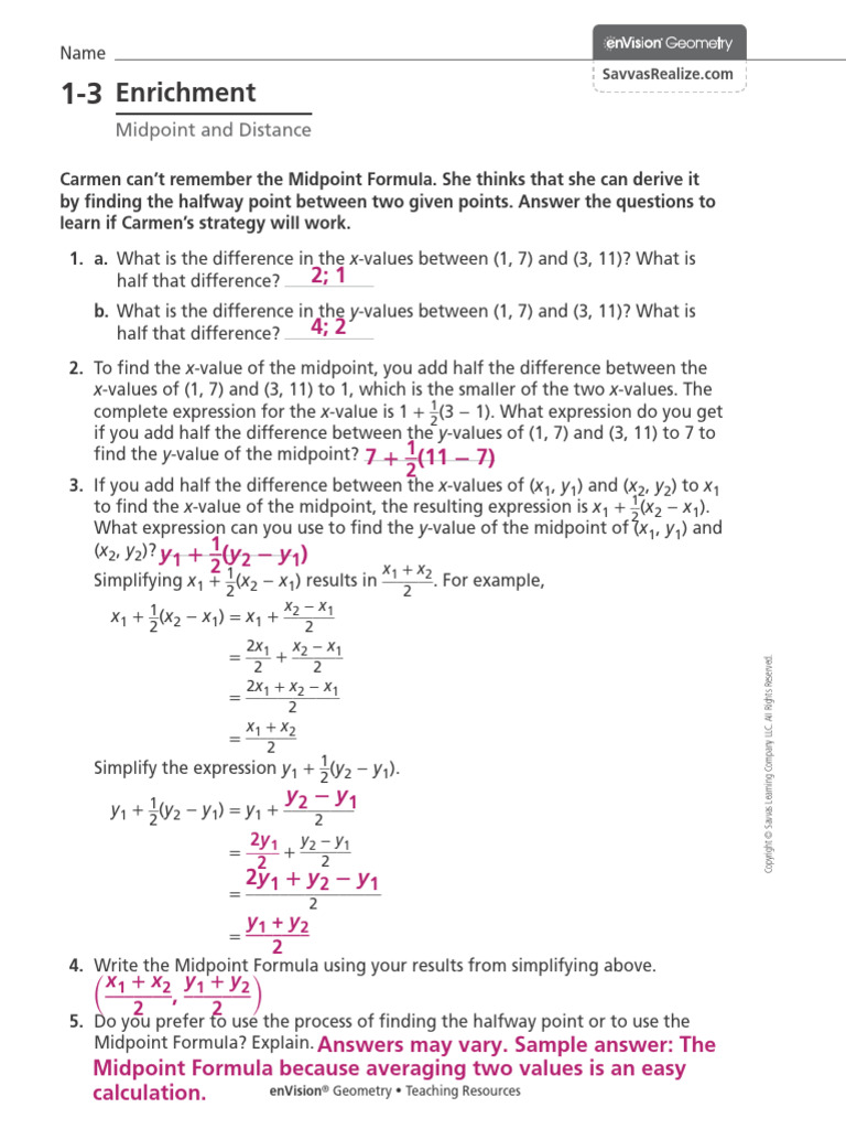 Midpoint Formula Explained for Grade 10 | PDF