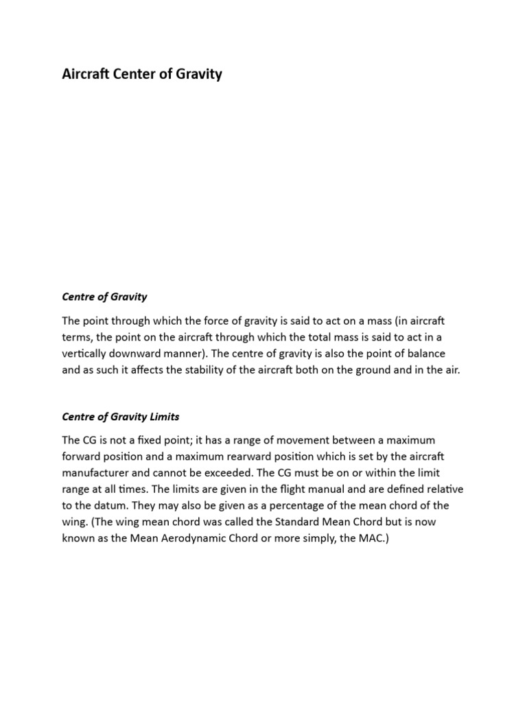 Aircraft Center of Gravity in The Nation | PDF | Center Of Mass | Aerospace