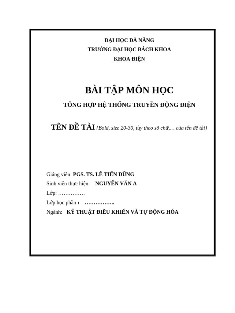 Mau Bao Cao Bai Tap TH Truyen Dong Dien | PDF