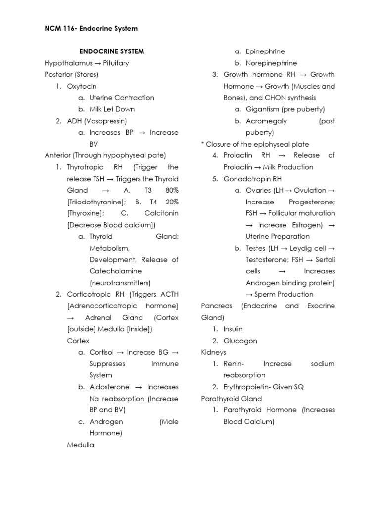 NCM 116 Endocrine System | PDF | Endocrine System | Growth Hormone