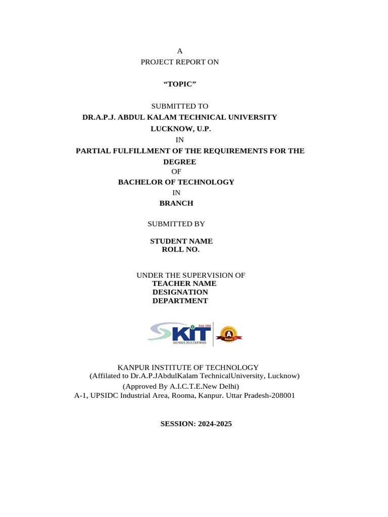 Project Report Front Page | PDF