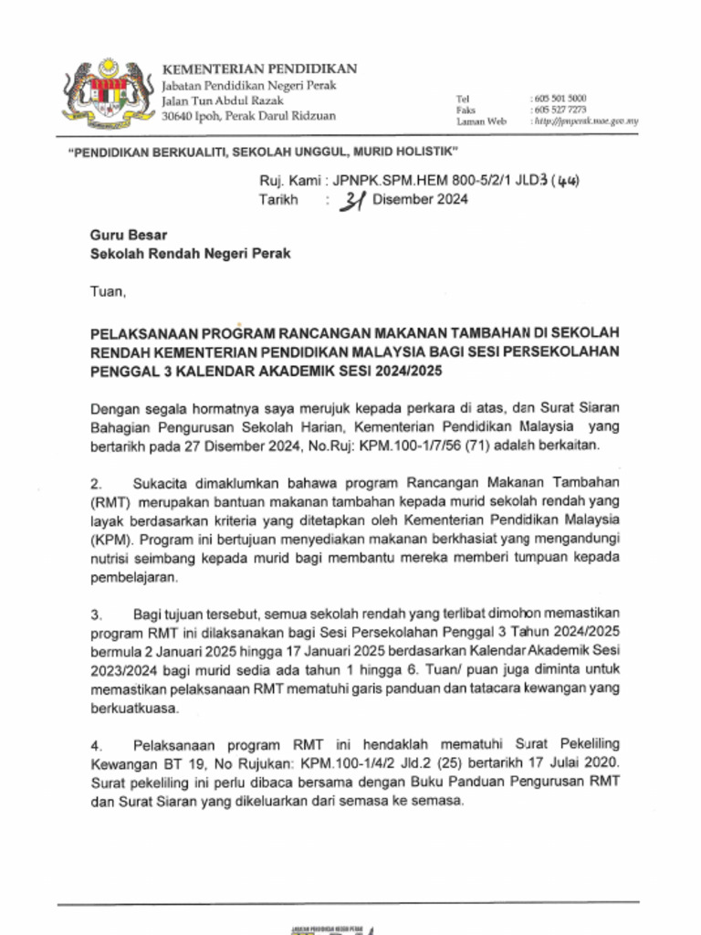 Pelaksanaan Program Rancangan Makanan Tambahan Di Sekolah Rendah KPM ...