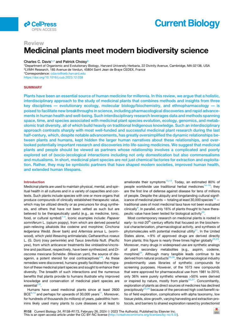 Medical Plants Meet Modern Biodiversity Science | PDF | Metabolomics ...