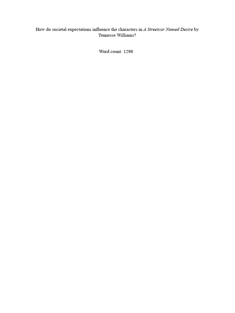 A Streetcar Named Desire HL Essay | PDF
