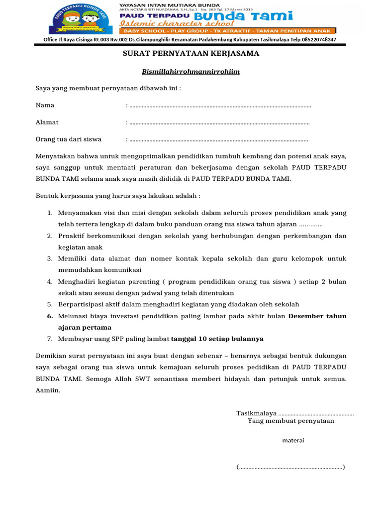 Surat Pernyataan Bermaterai | PDF