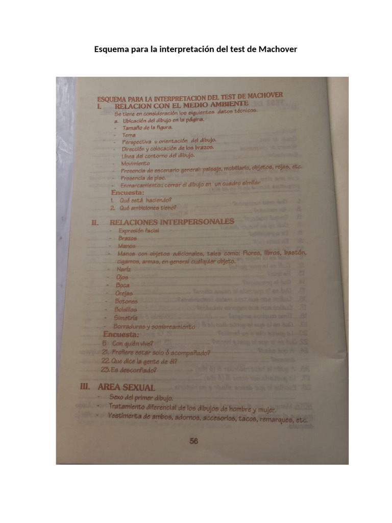 Esquema para La Interpretación Del Test de Machover | PDF