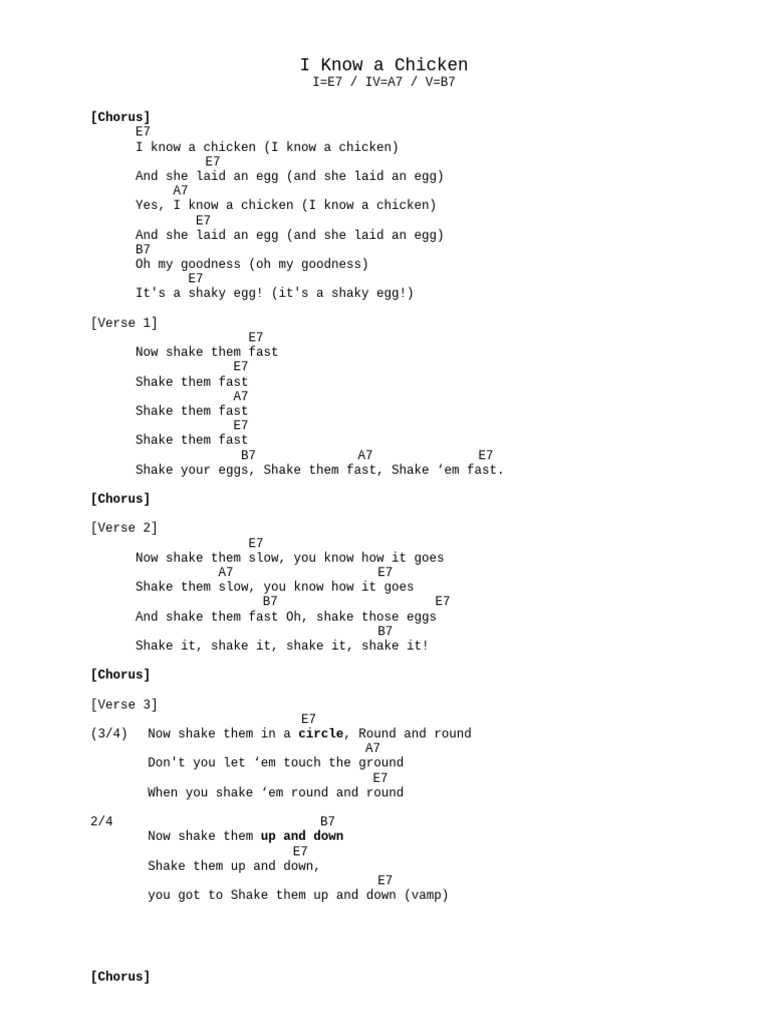 I Know A Chicken Chords | PDF