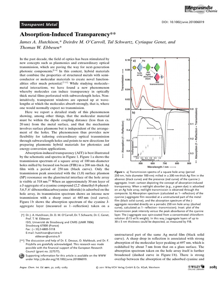 Absorption Induced Transparency | PDF | Plasmon | Absorption Spectroscopy