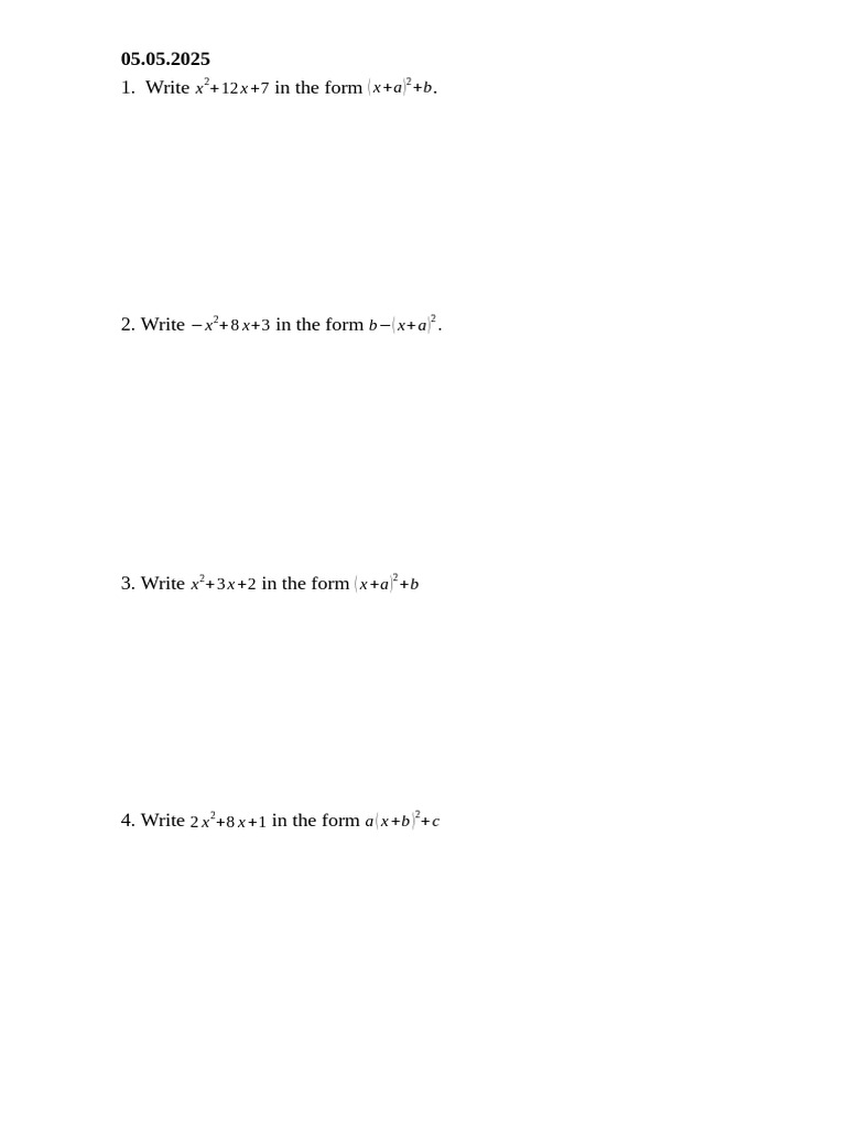 Sketch The Graph by Completing Square | PDF