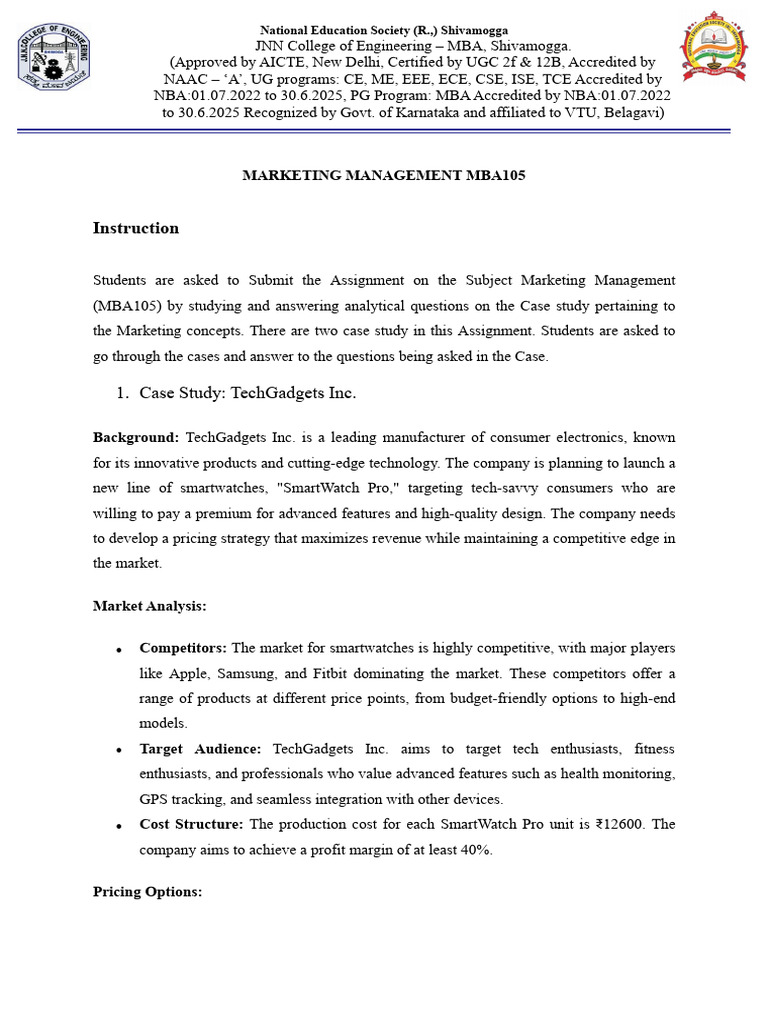 Assignment - Marketing Management Case Study | PDF | Pricing | Marketing