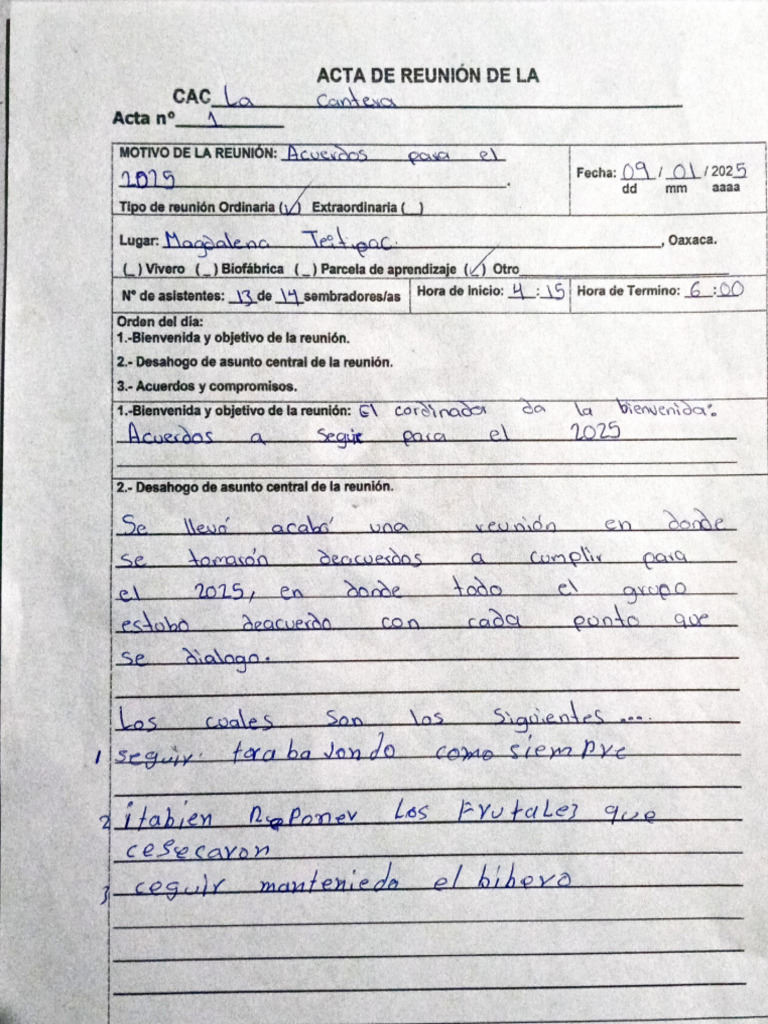 Cac La Cantera Actas Del Mes de Enero | PDF